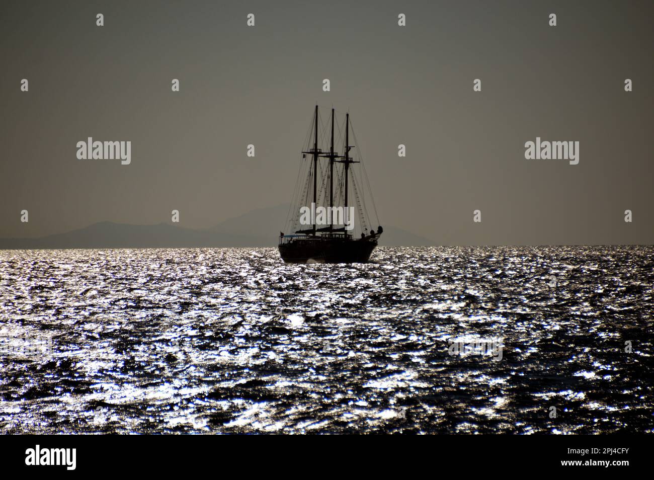 Greece: "a painted ship upon a painted ocean". Sunlight reflected as ...