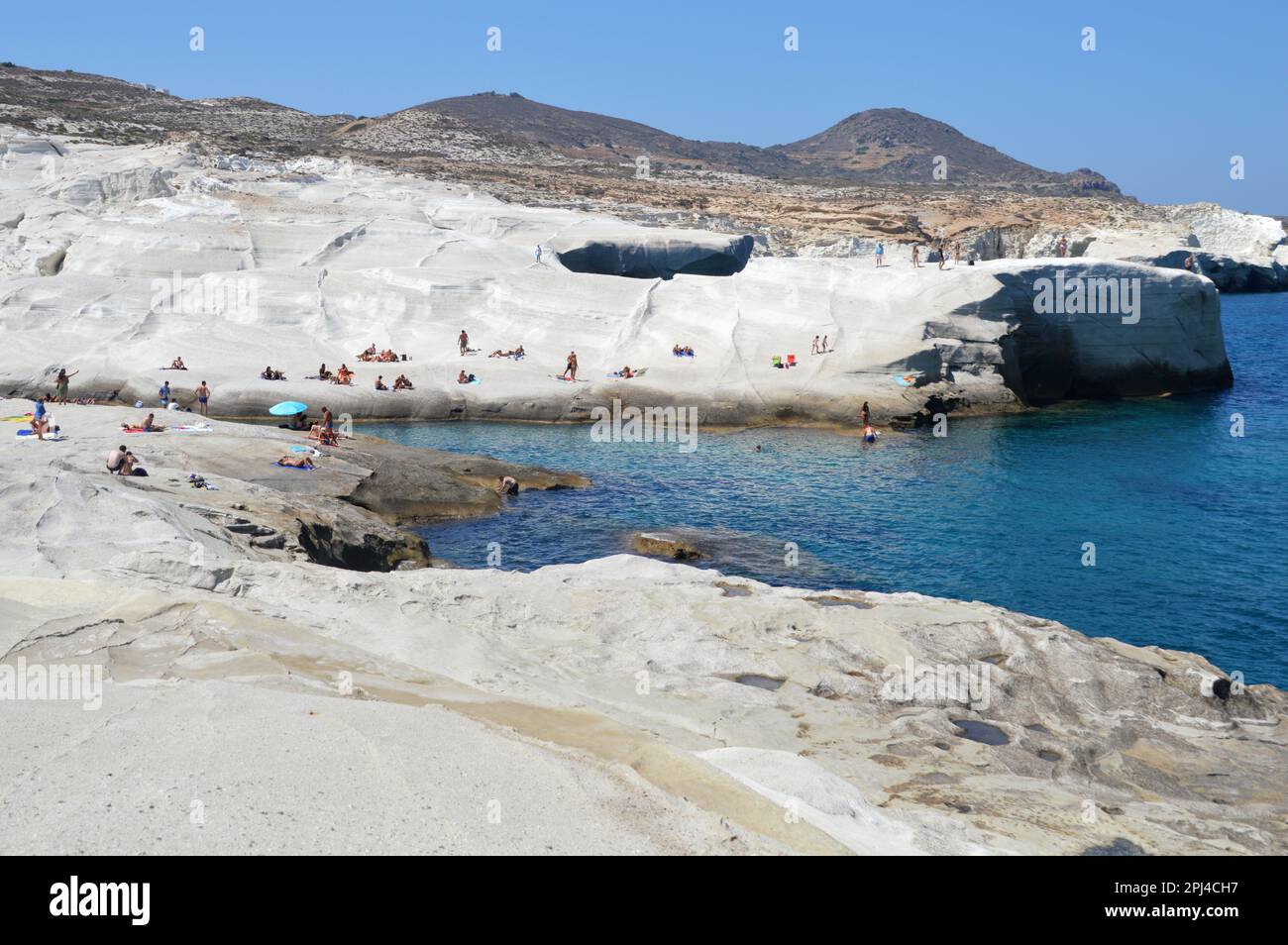 Greece, Island of Milos: the brilliant white volcanic rocks at ...