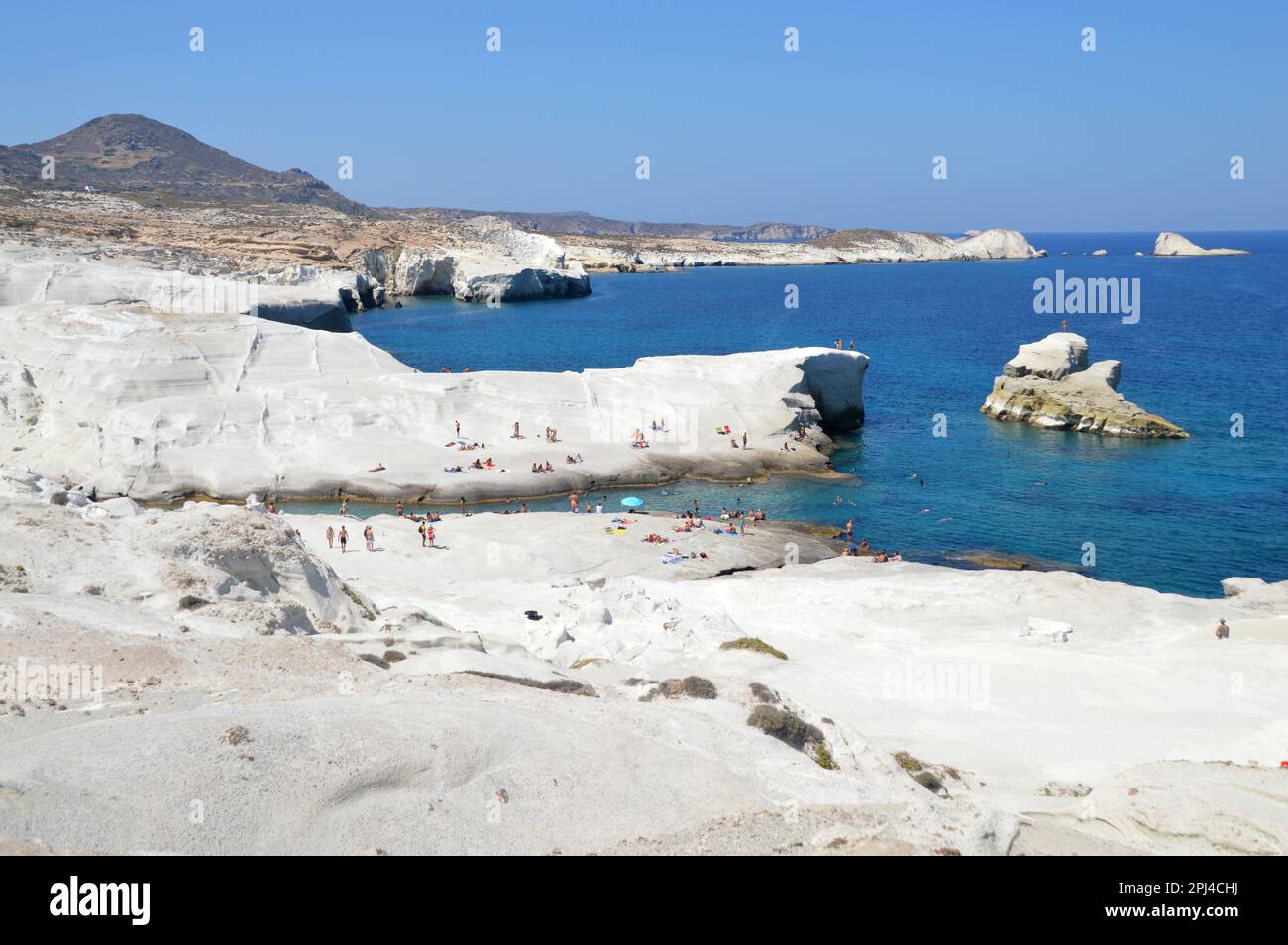 Greece, Island of Milos: the brilliant white volcanic rocks at ...