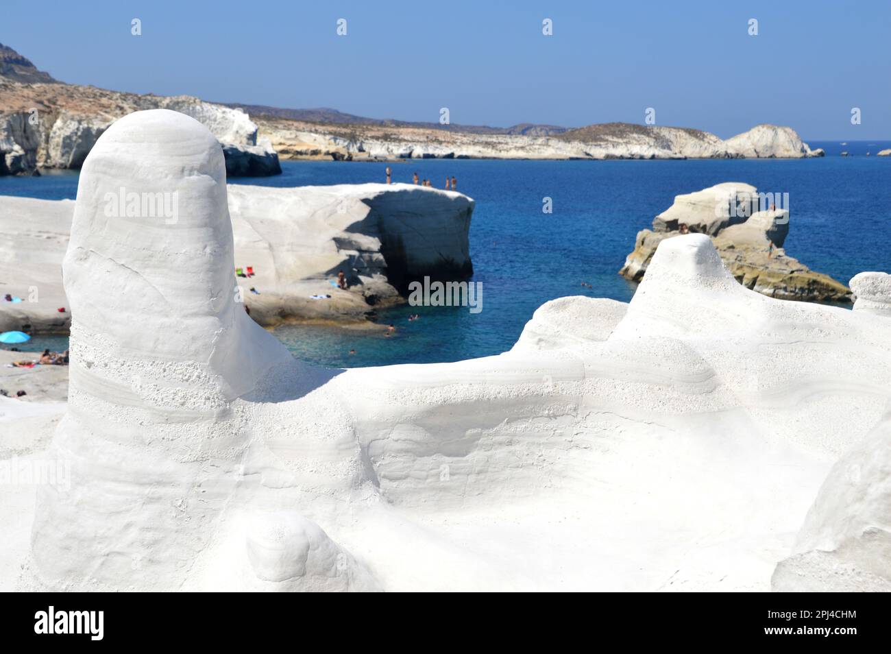 Greece, Island of Milos: the brilliant white volcanic rocks at ...