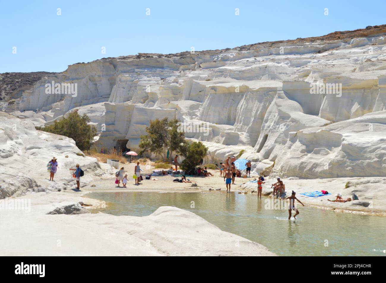 Greece, Island of Milos: the brilliant white volcanic rocks at ...