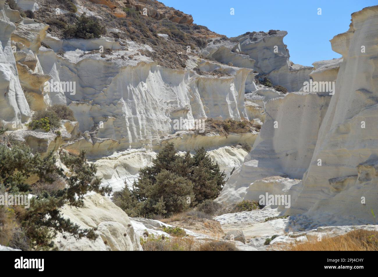 Greece, Island of Milos: the spectacular White Canyon, formed of ...