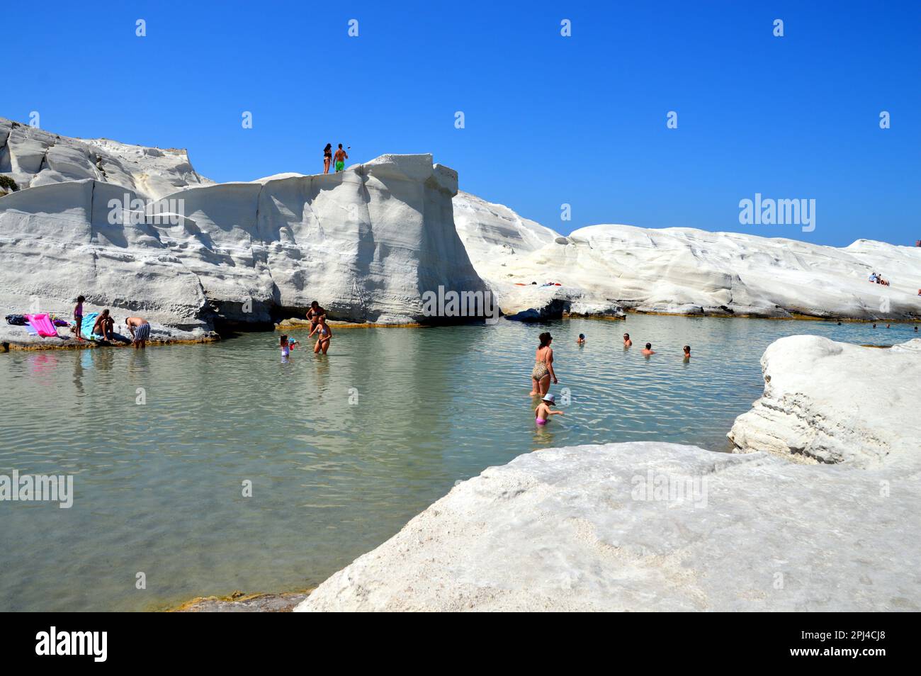Greece, Island of Milos: the brilliant white volcanic rocks at ...