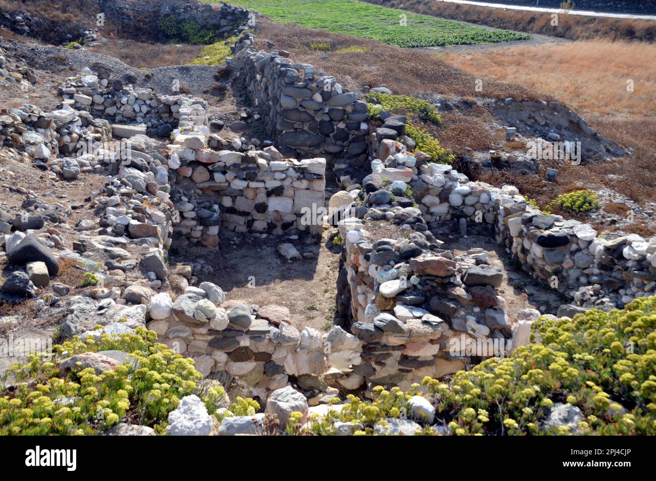 Greece, Island of Milos: ruins of an early Bronze Age settlement at ...