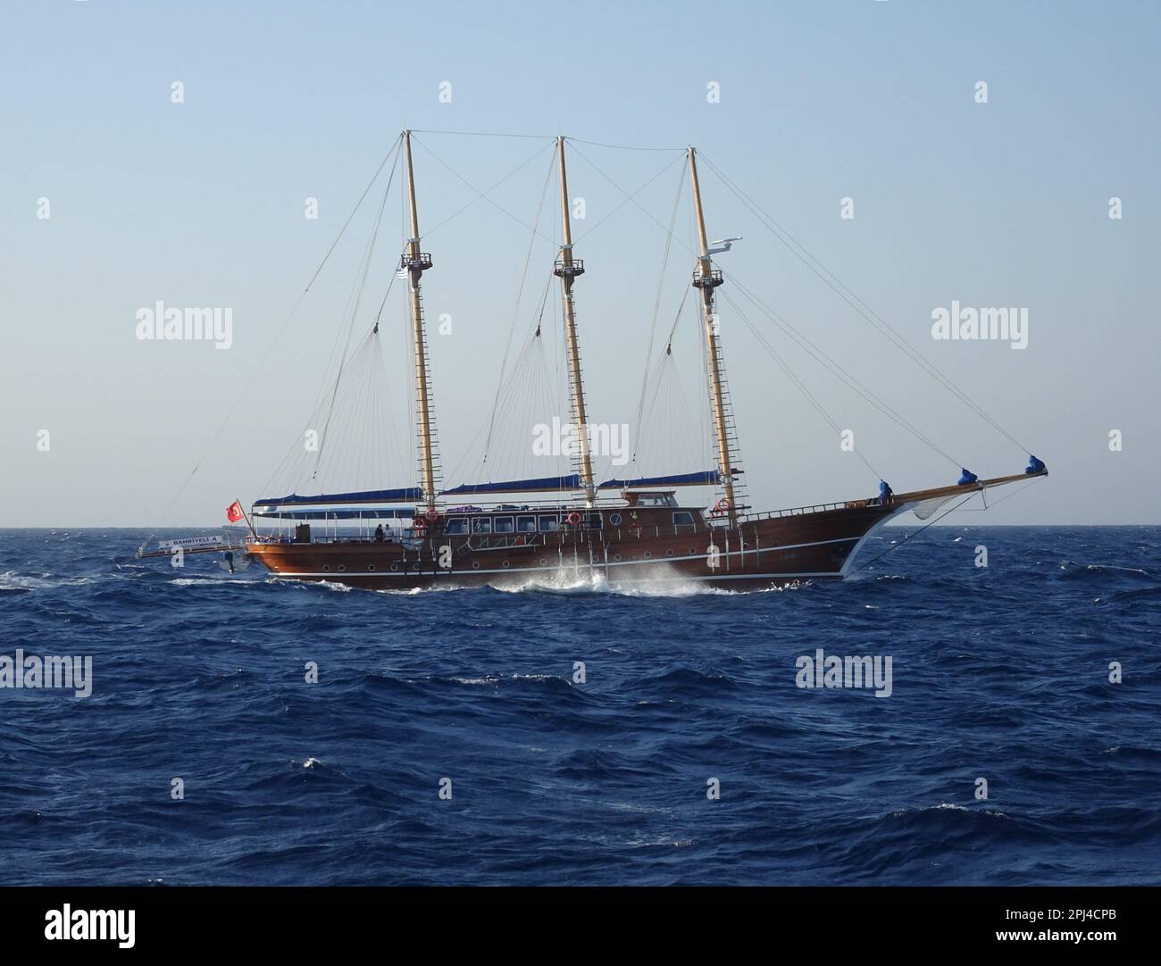 Turkey: sailing boat "Bahriyeli" in the Aegean Sea near the Island of ...