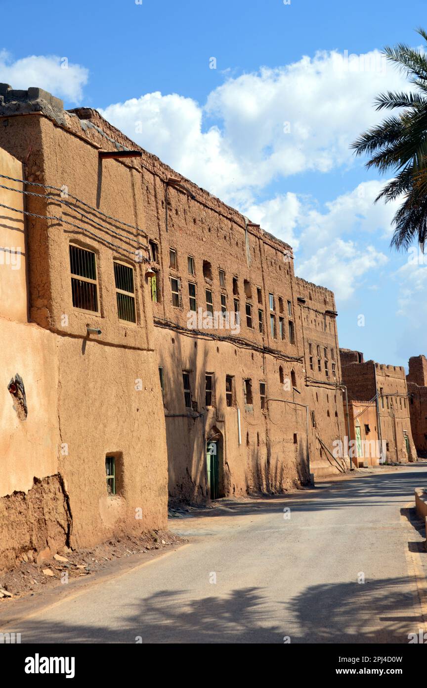 Oman, Al Hamra: traditional mud brick buildings in the old quarter are ...