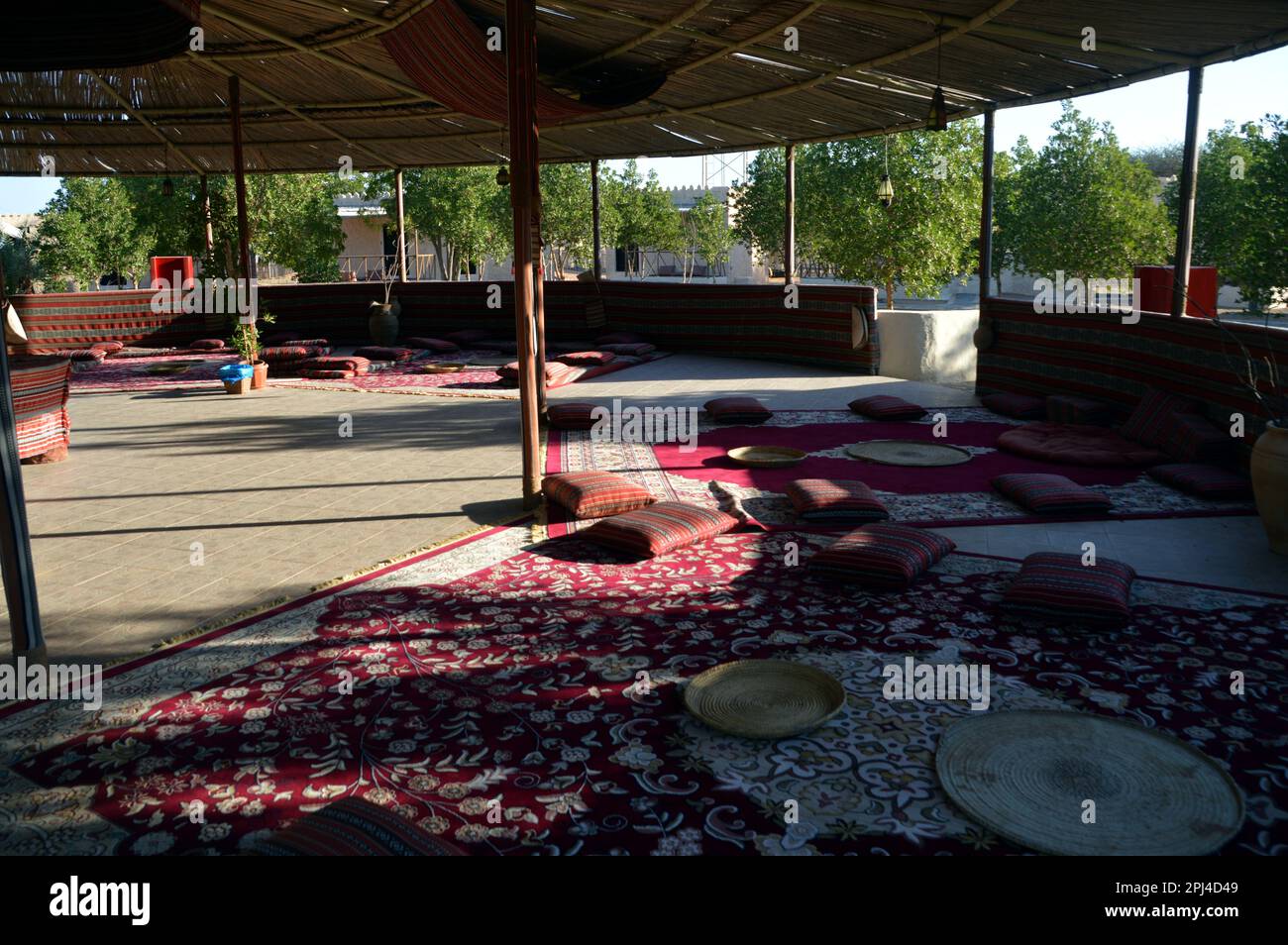 Oman, Sama Al Wasil Desert Camp: the central pavilion, a shady area for ...