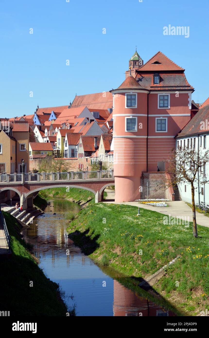 Germany, Bavaria, Swabia, Donauwörth: Rieder Tor, the sole remaining ...