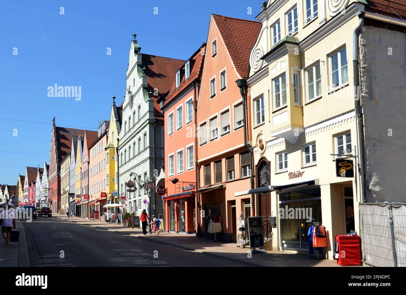 Germany, Bavaria, Swabia, Donauwörth: facades on the main street ...