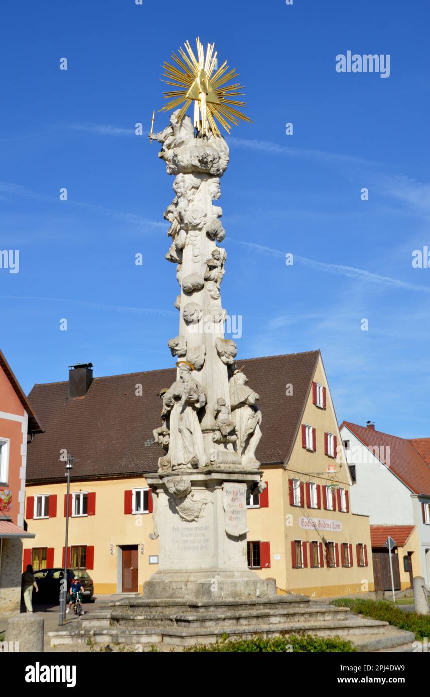 Germany, Bavaria, Swabia, Wallerstein: Pest or Marian column, erected ...