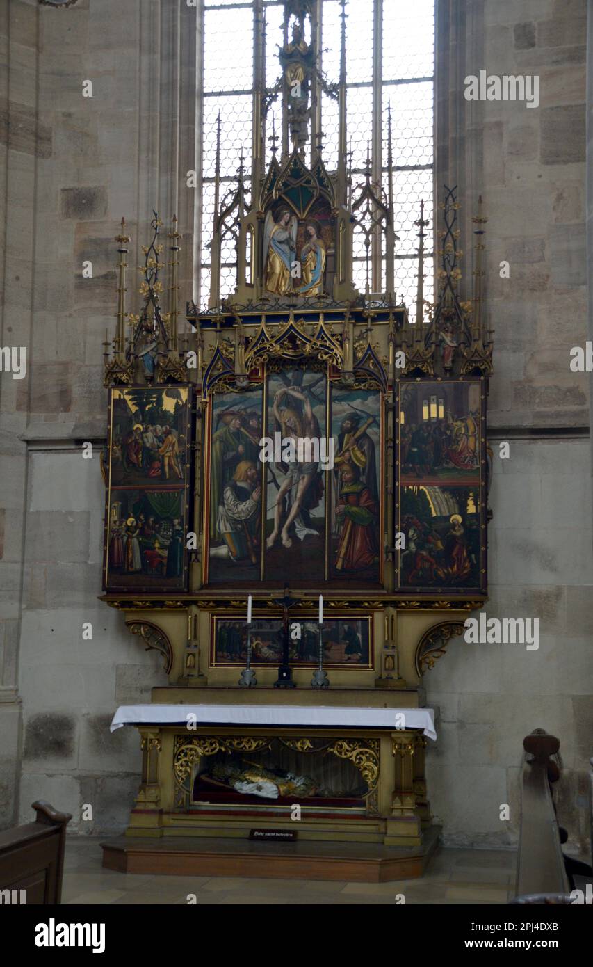 Germany, Bavaria, Mittelfranken, Dinkelsbühl: the gothic St. Sebastian ...