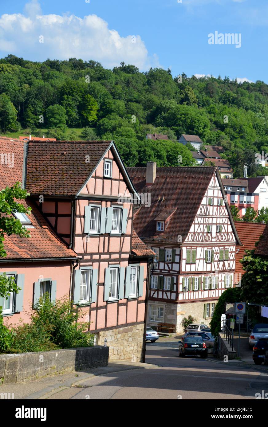 Germany, Baden-Württemberg, Creglingen: fine timber-frame buildings in ...