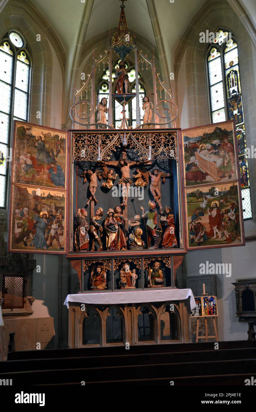 Germany, Baden-Württemberg, Creglingen: the high altar in the ...