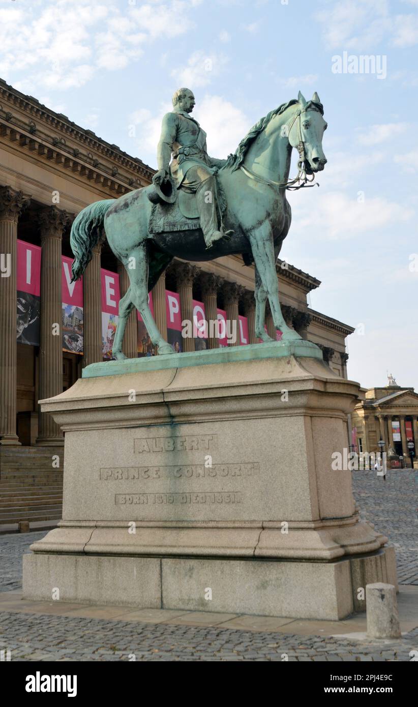 England, Merseyside, Liverpool: the equestrian statue of Prince Albert ...