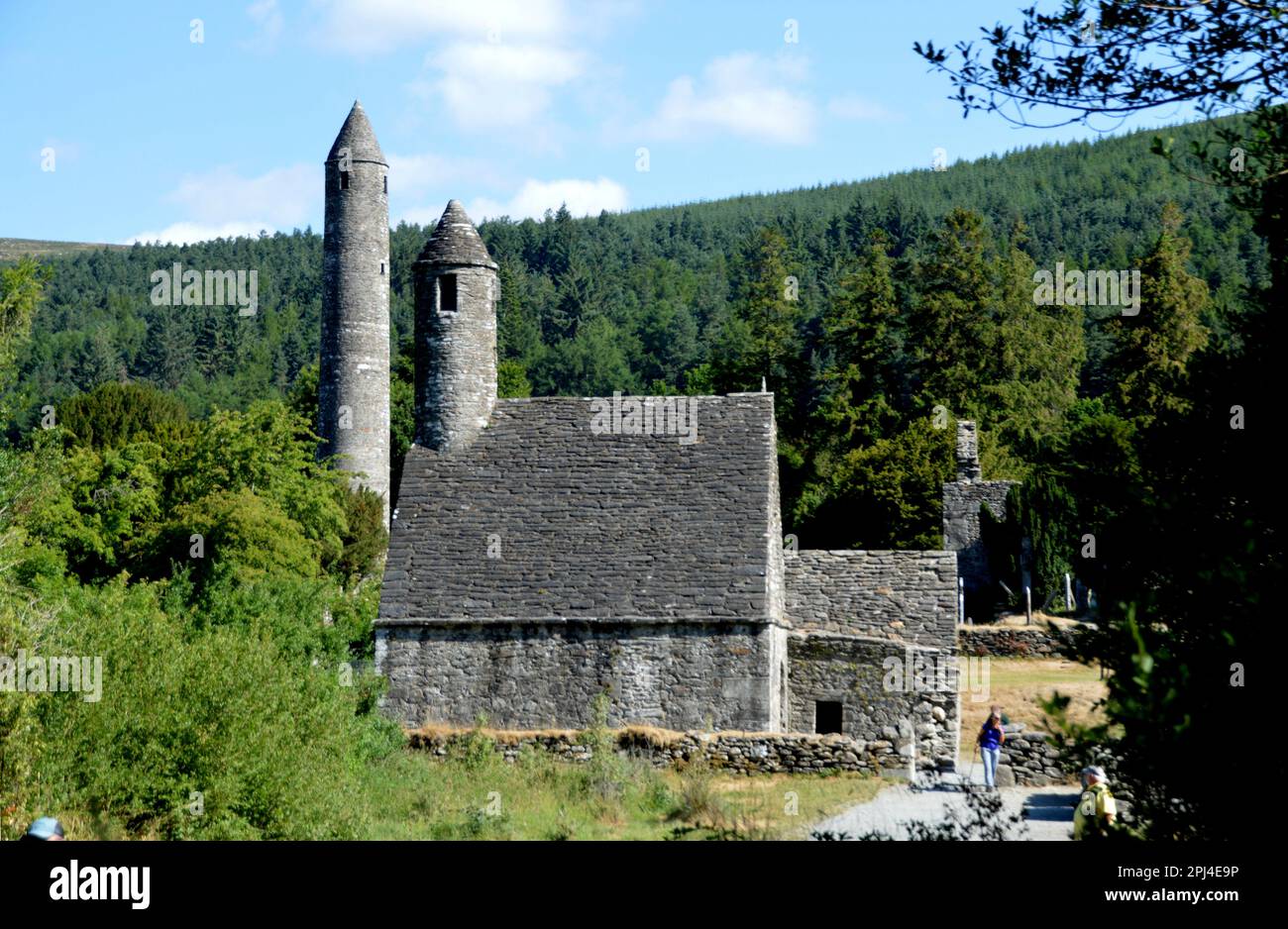 Ireland, Wicklow, Glendalough, a monastic settlement founded in the 5th ...