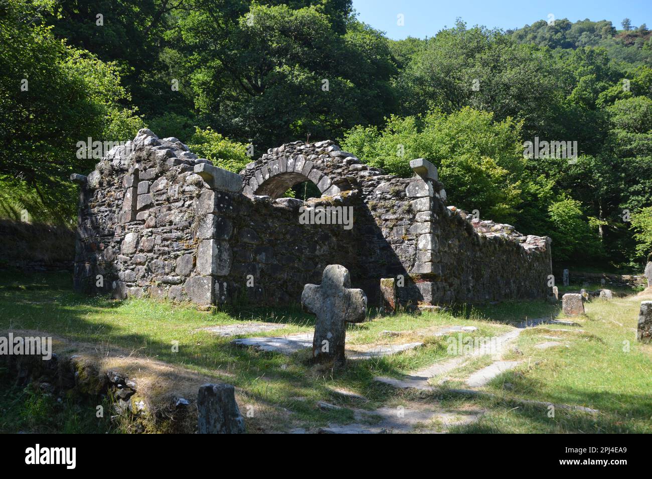 Ireland, Wicklow, Glendalough, a monastic settlement founded in the 5th ...