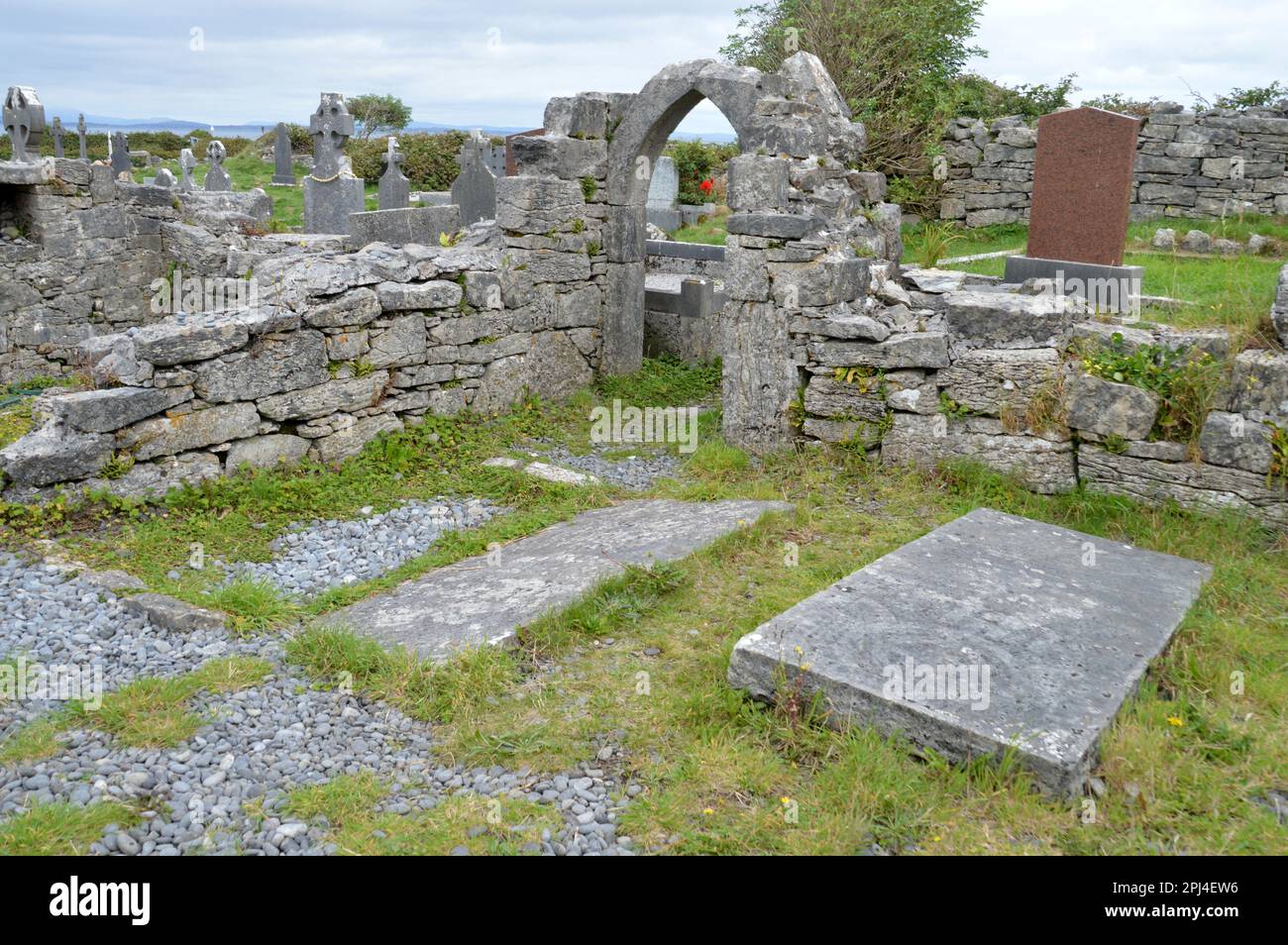 Ireland, Aran Islands, Inis Mor, Onacht: ruins of one of seven early ...