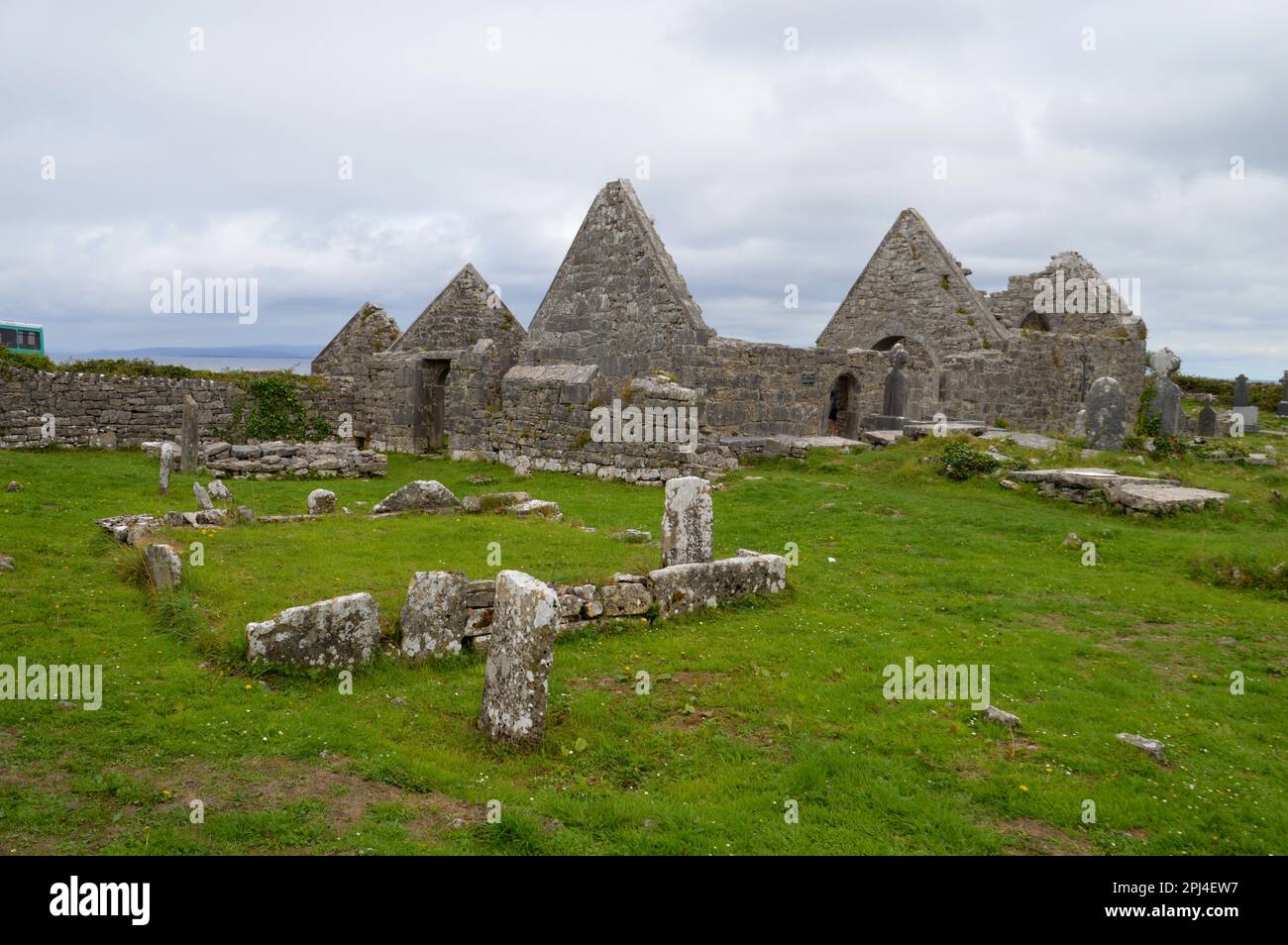 Ireland, Aran Islands, Inis Mor, Onacht: ruins of two of seven early ...