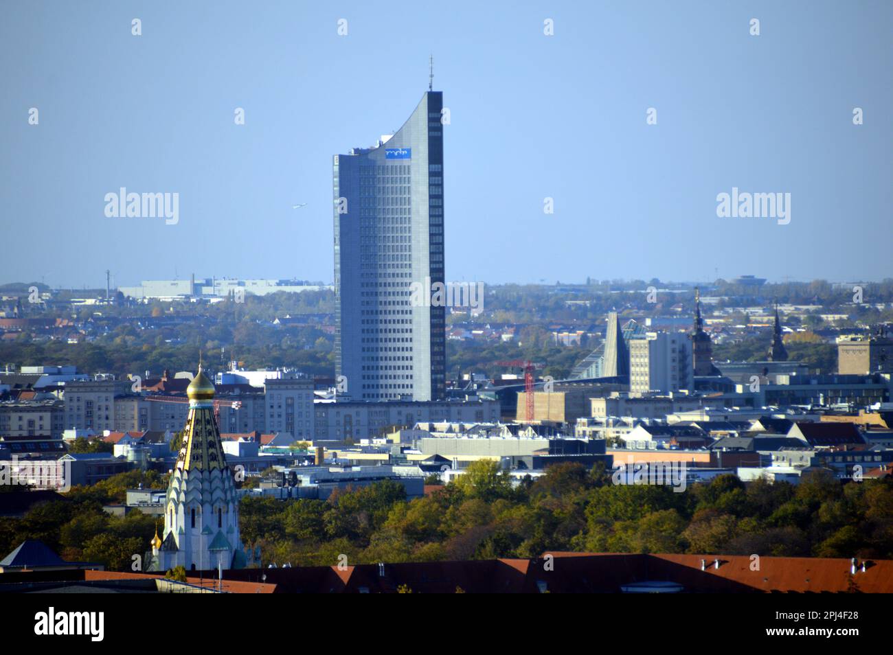 Germany, Saxony, Leipzig: view of the 36-storey City Hochhaus, at 142 ...