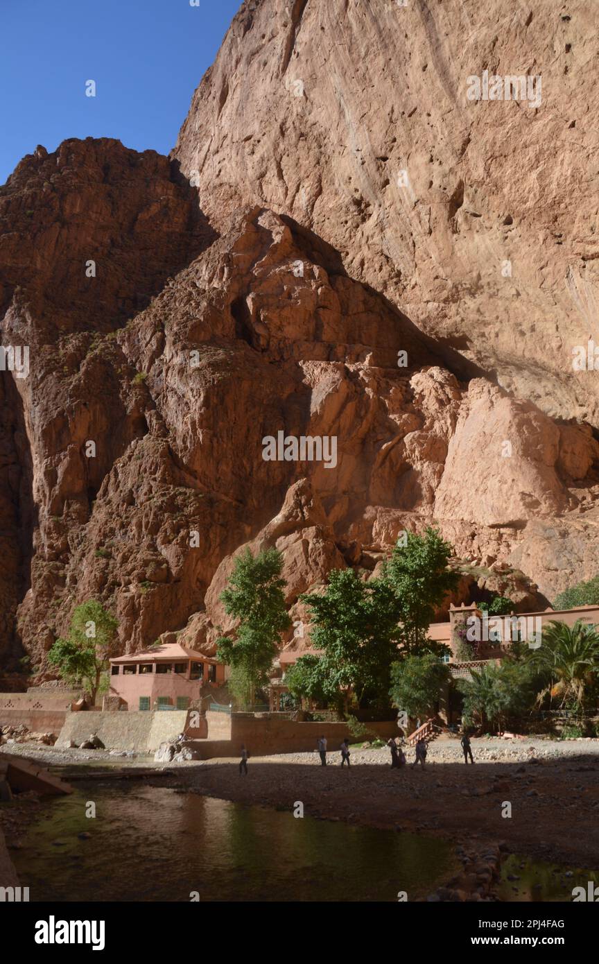 Morocco, Ouad Todhra (Todra Valley) between the High Atlas Mountains ...
