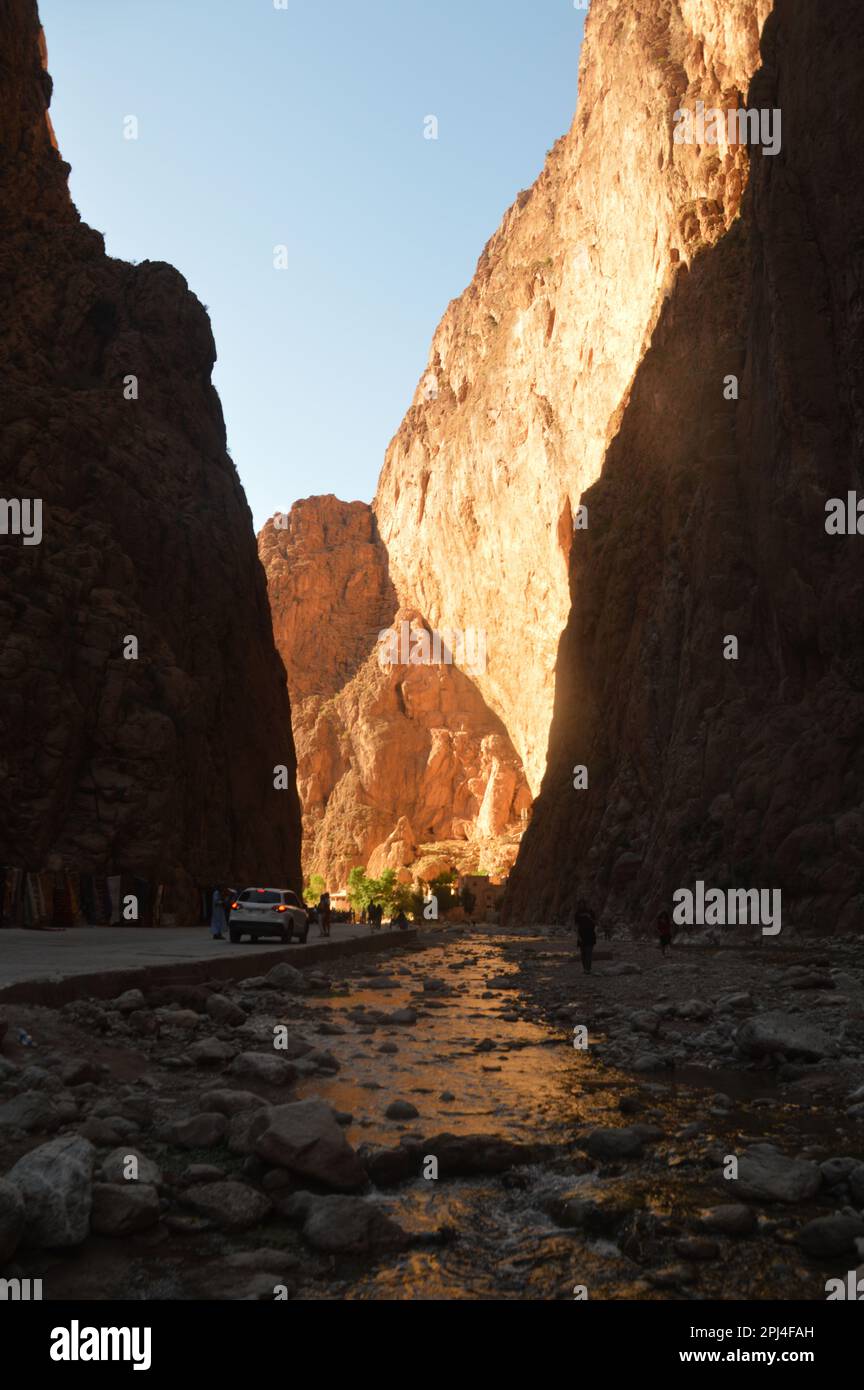 Morocco, Ouad Todhra (Todra Valley) between the High Atlas Mountains ...
