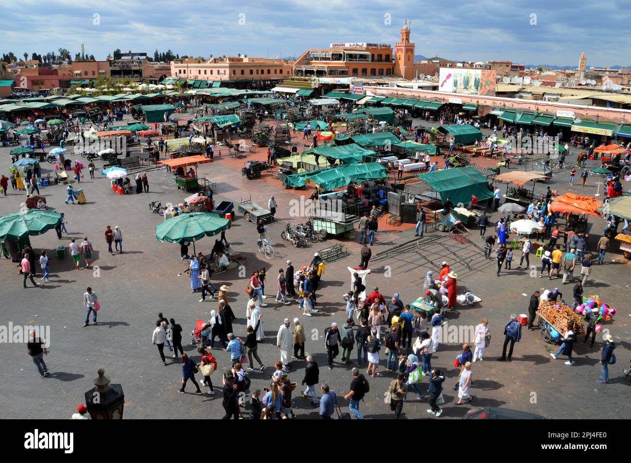 Morocco, Marakech: Place Jemaa el-Fnaa, the long-established and loudly ...