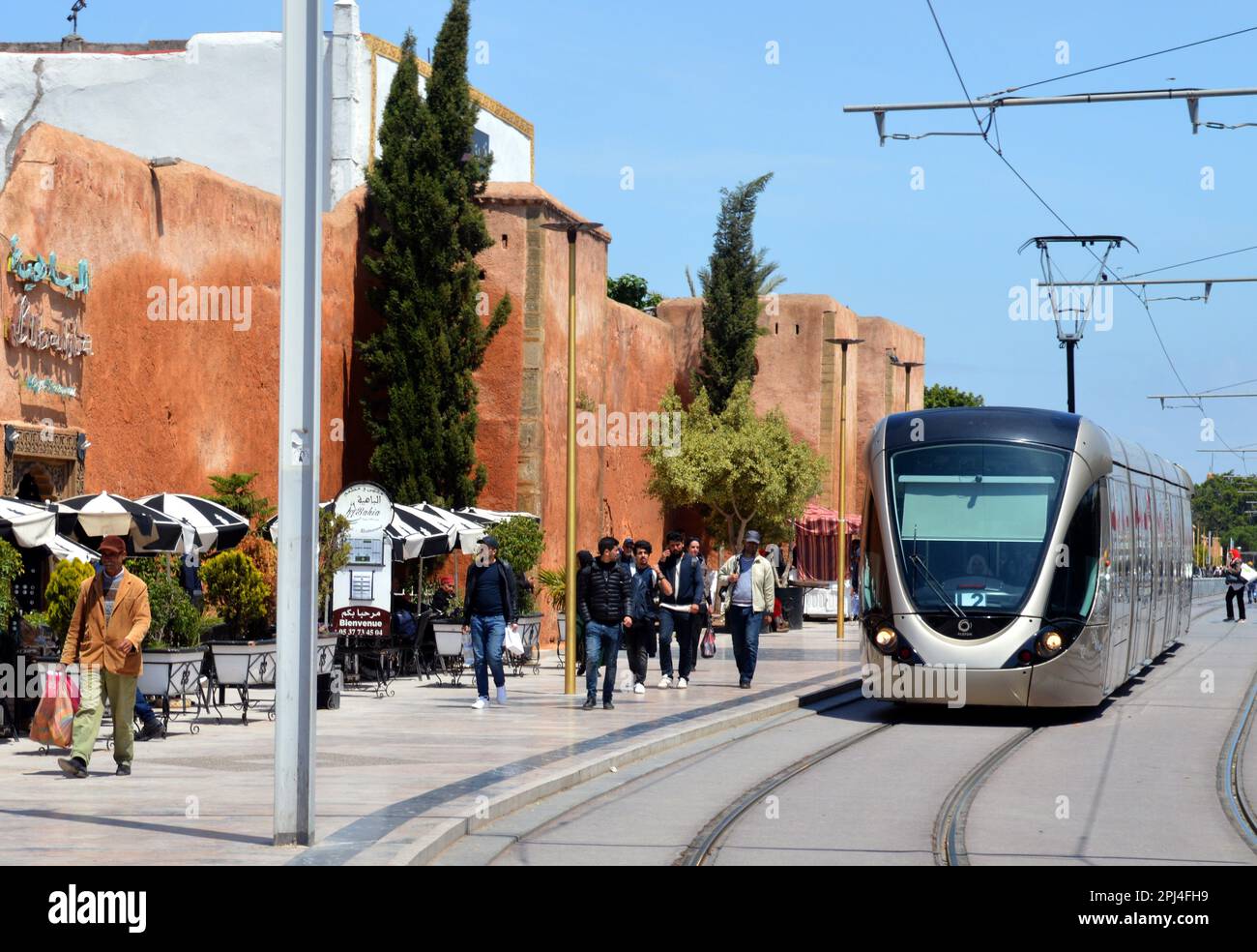 Morocco, Rabat: the city is proud of its new street railway, seen in ...