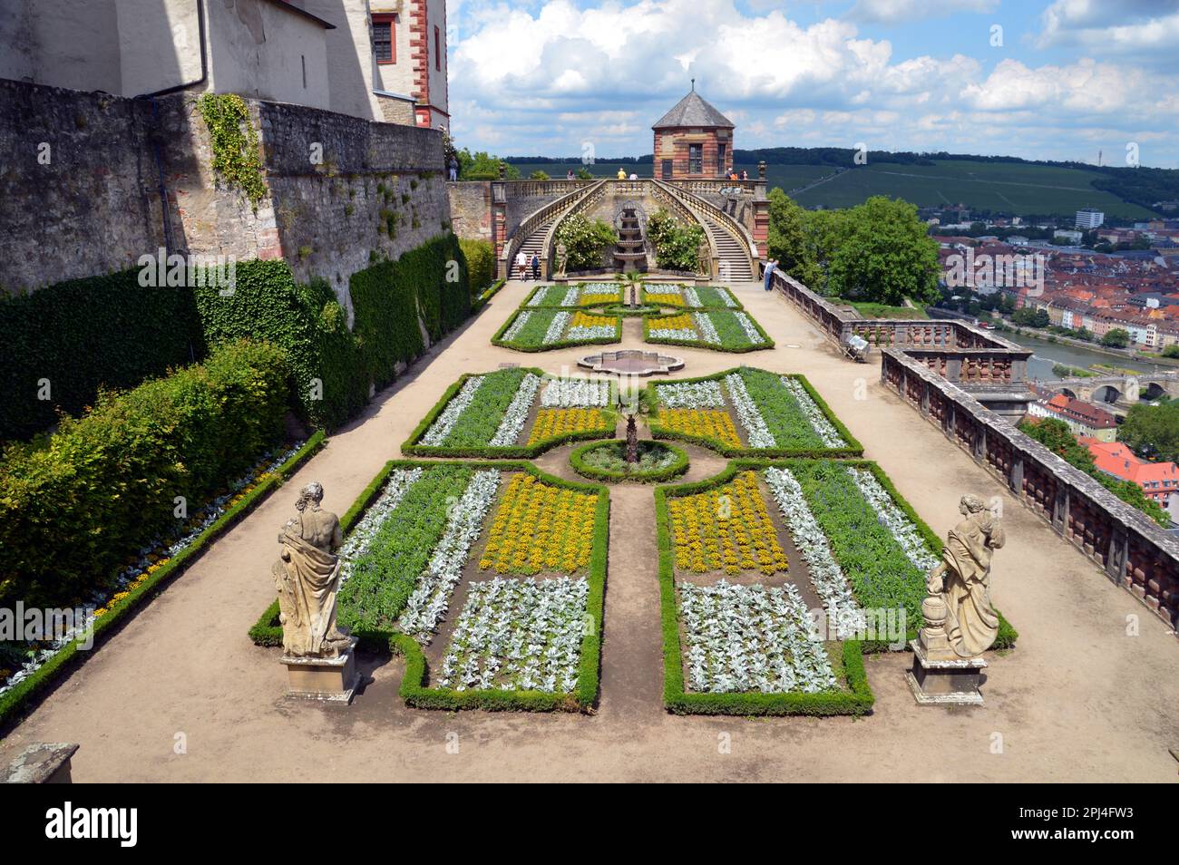 Germany, Bavaria, Wurzburg: castle gardens in the Marienberg Fortress ...