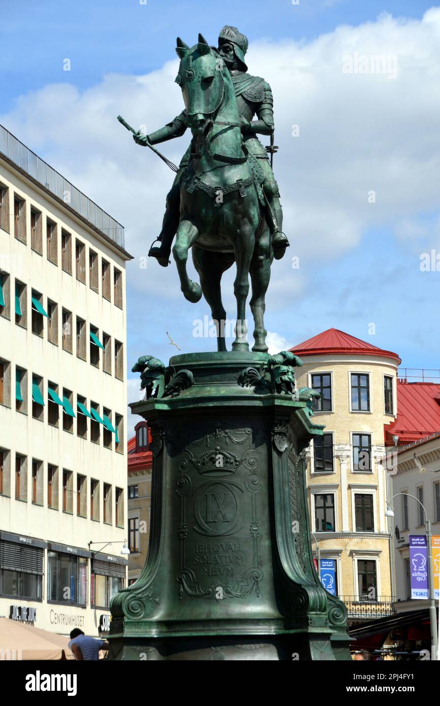 Sweden, Gothenburg: bronze equestrian statue of King Karl IX in ...