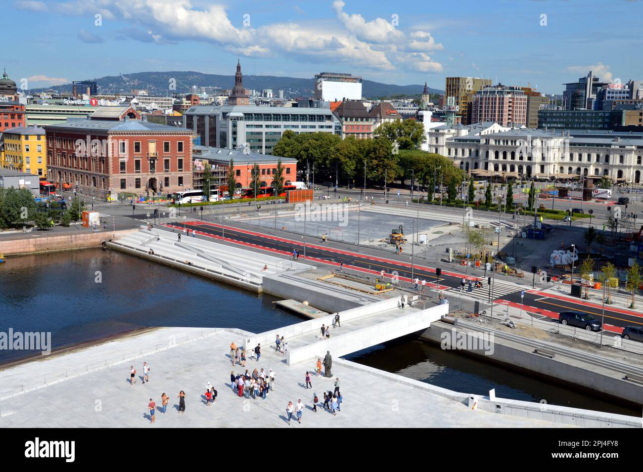 Norway, Oslo: view north from the roof of the Opera House, with Oslo ...
