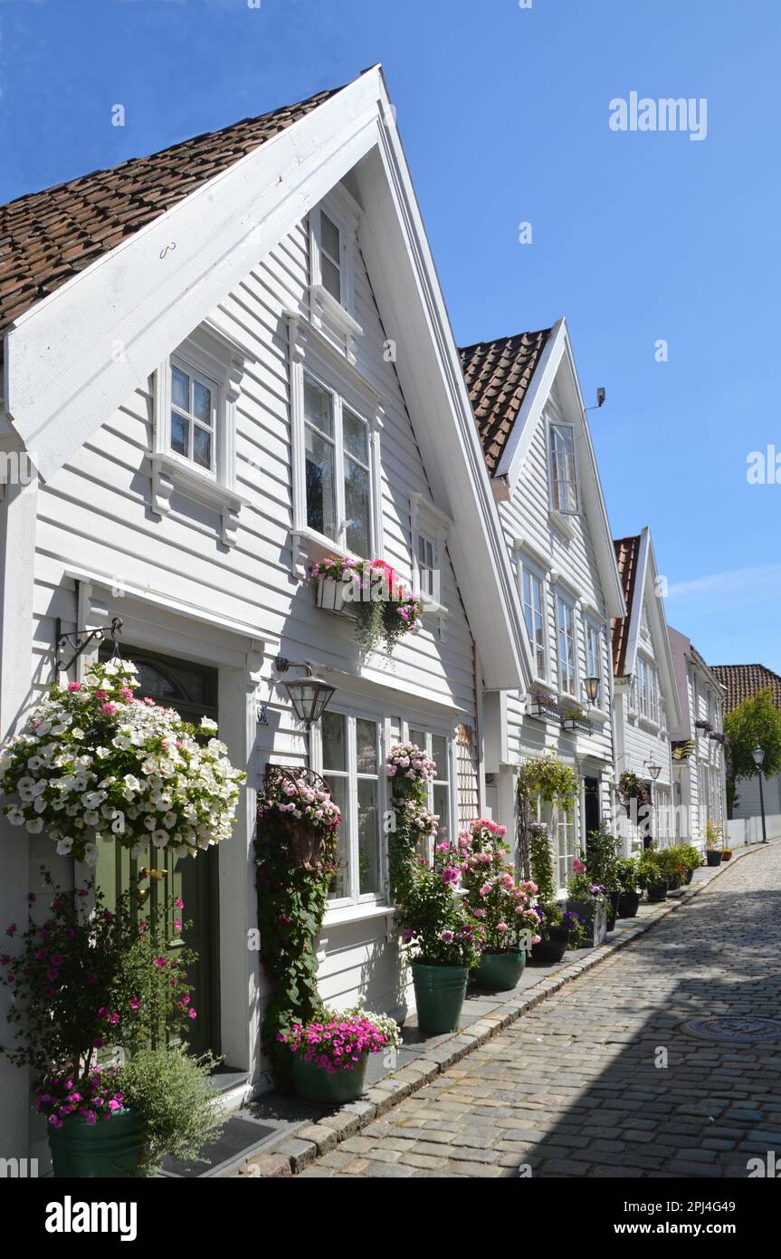 Norway, Rogaland, Stavanger: restored wooden houses dating from the ...