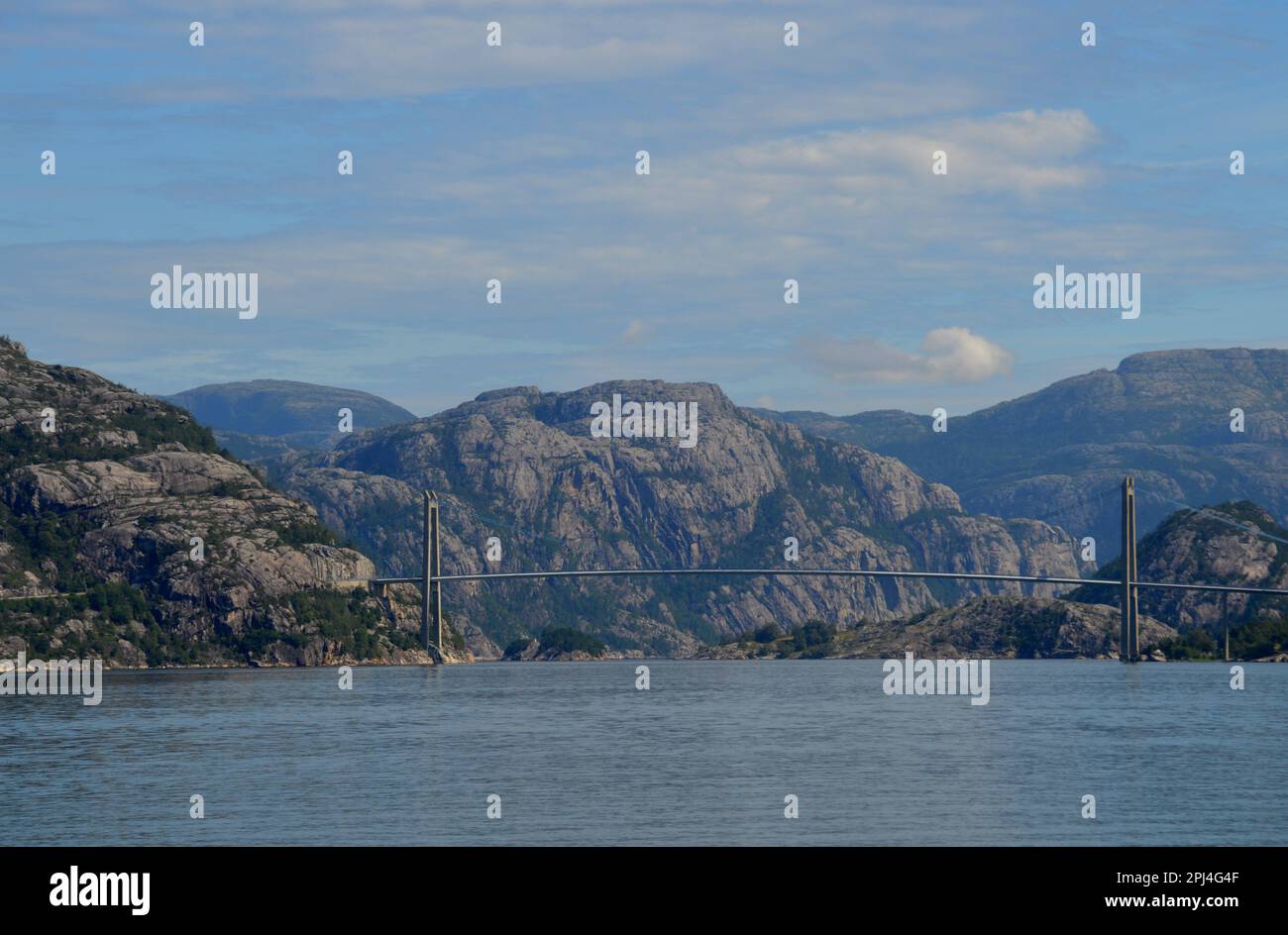 Norway, Rogaland: Lysefjord Suspension Bridge, 639 metres long ...