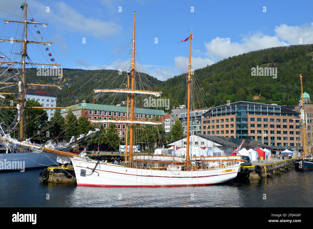 Norway, Hordaland, Bergen: Norwegian two-masted sailing ship "Loyal ...