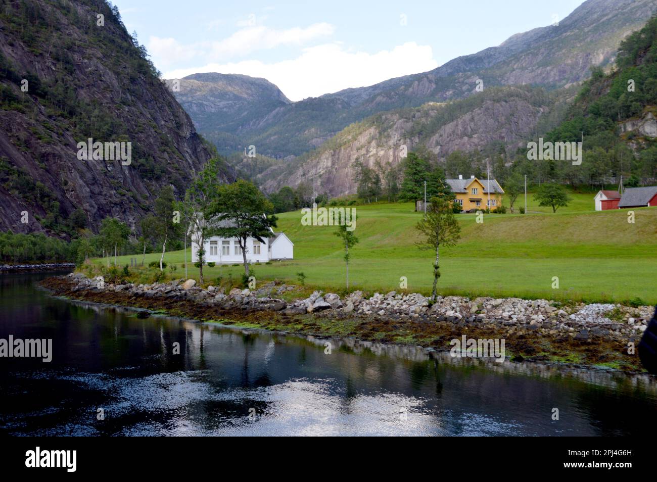Norway, Hordaland, approaching the narrow Mostraumen Strait, at the end ...