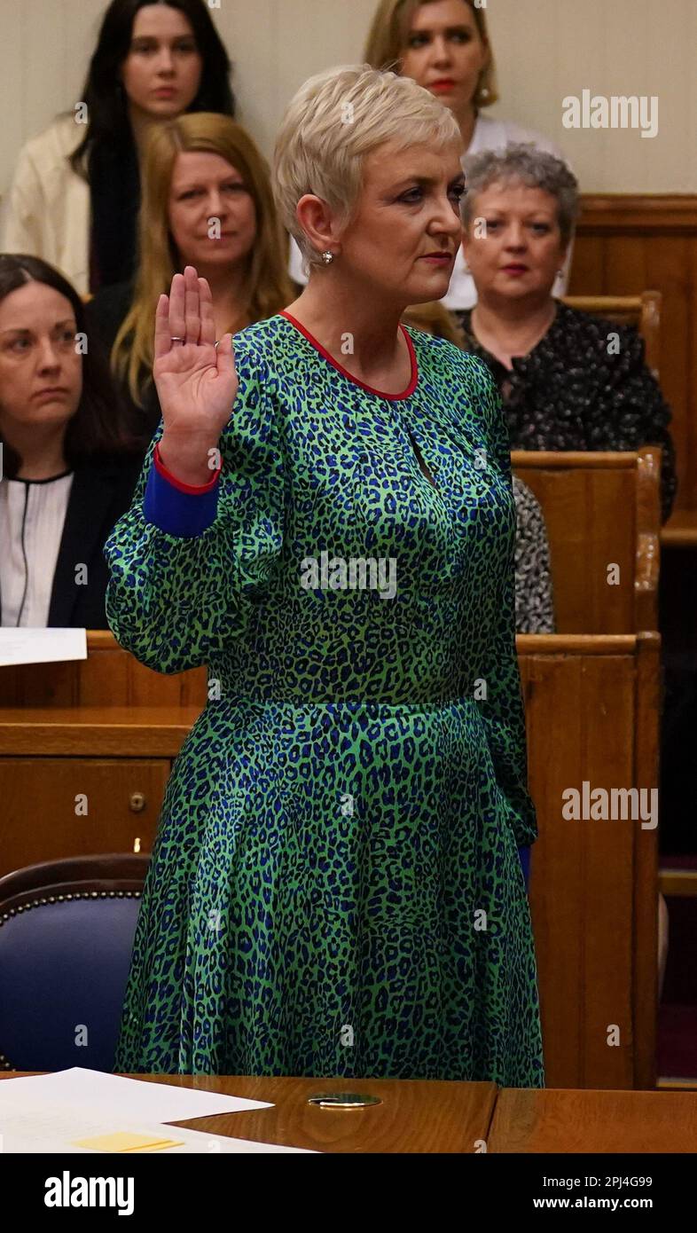 Justice Secretary, Angela Constance, is sworn in during a ceremony at ...