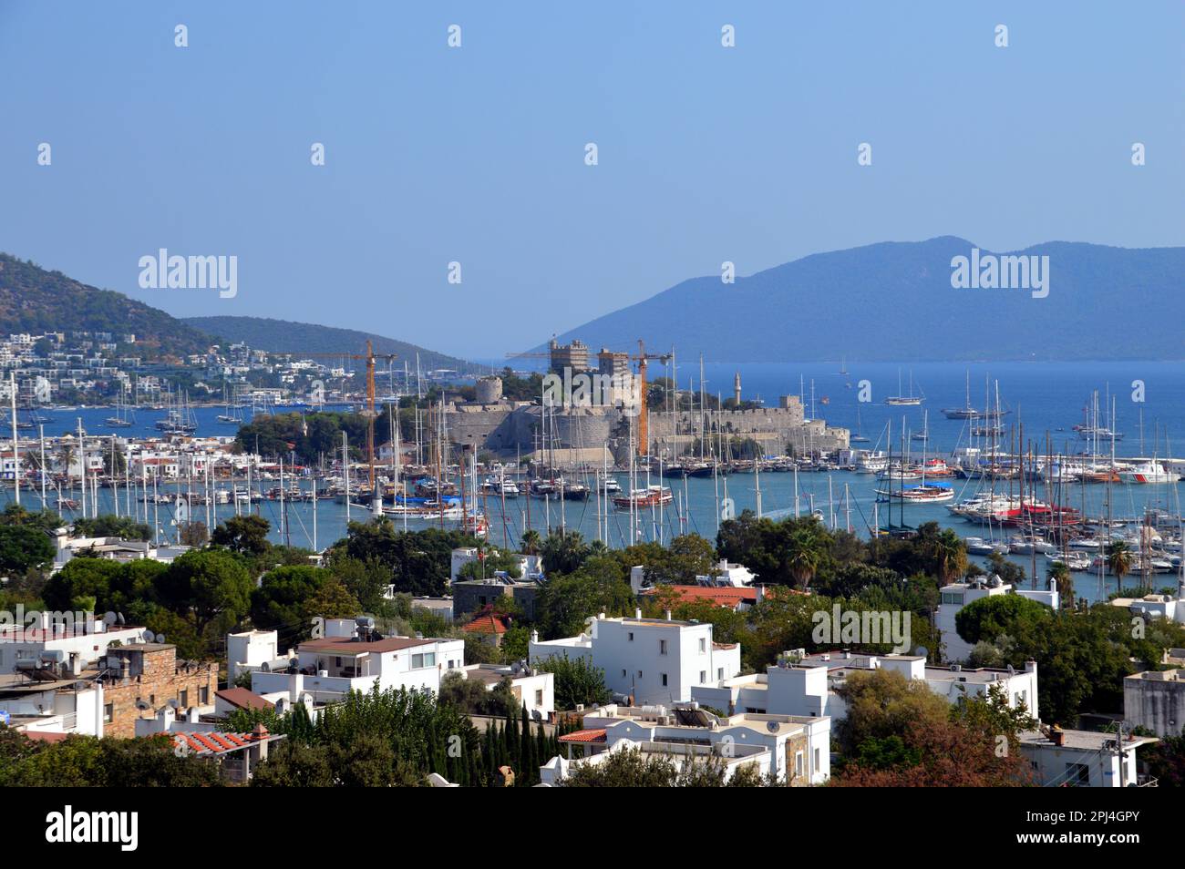 Turkey, Bodrum: view of the Castle of St. Peter in the harbour, built ...
