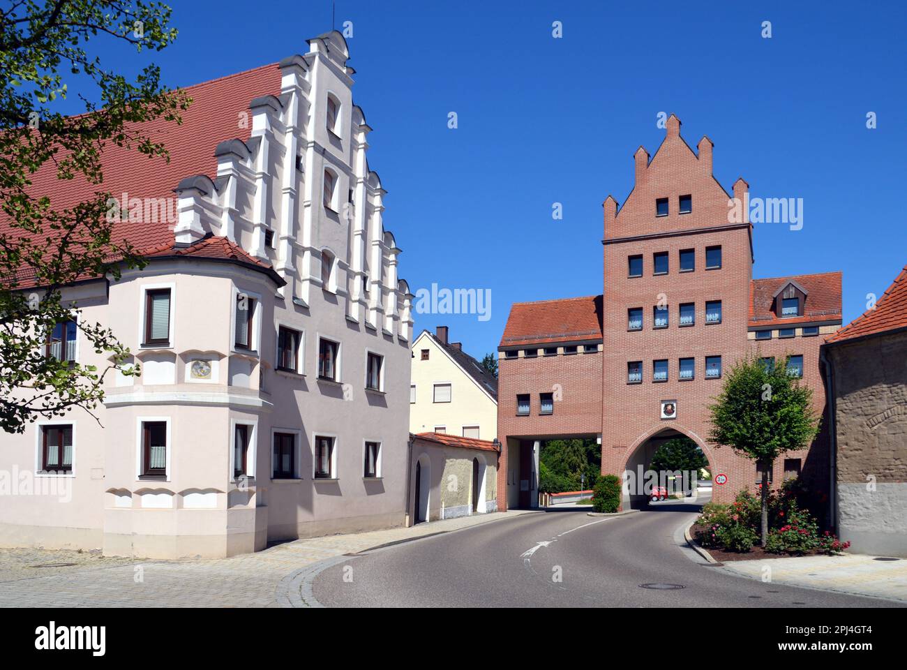 Germany, Bavaria, Rain am Lech: the Schwabtor gate, first mentioned in ...