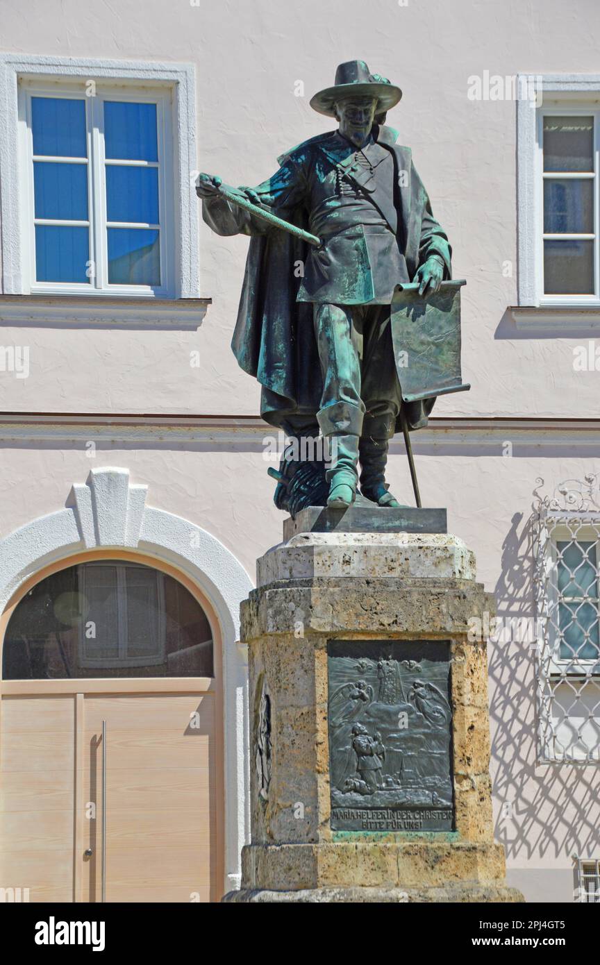 Germany, Bavaria, Rain am Lech: memorial statue to General Johann ...
