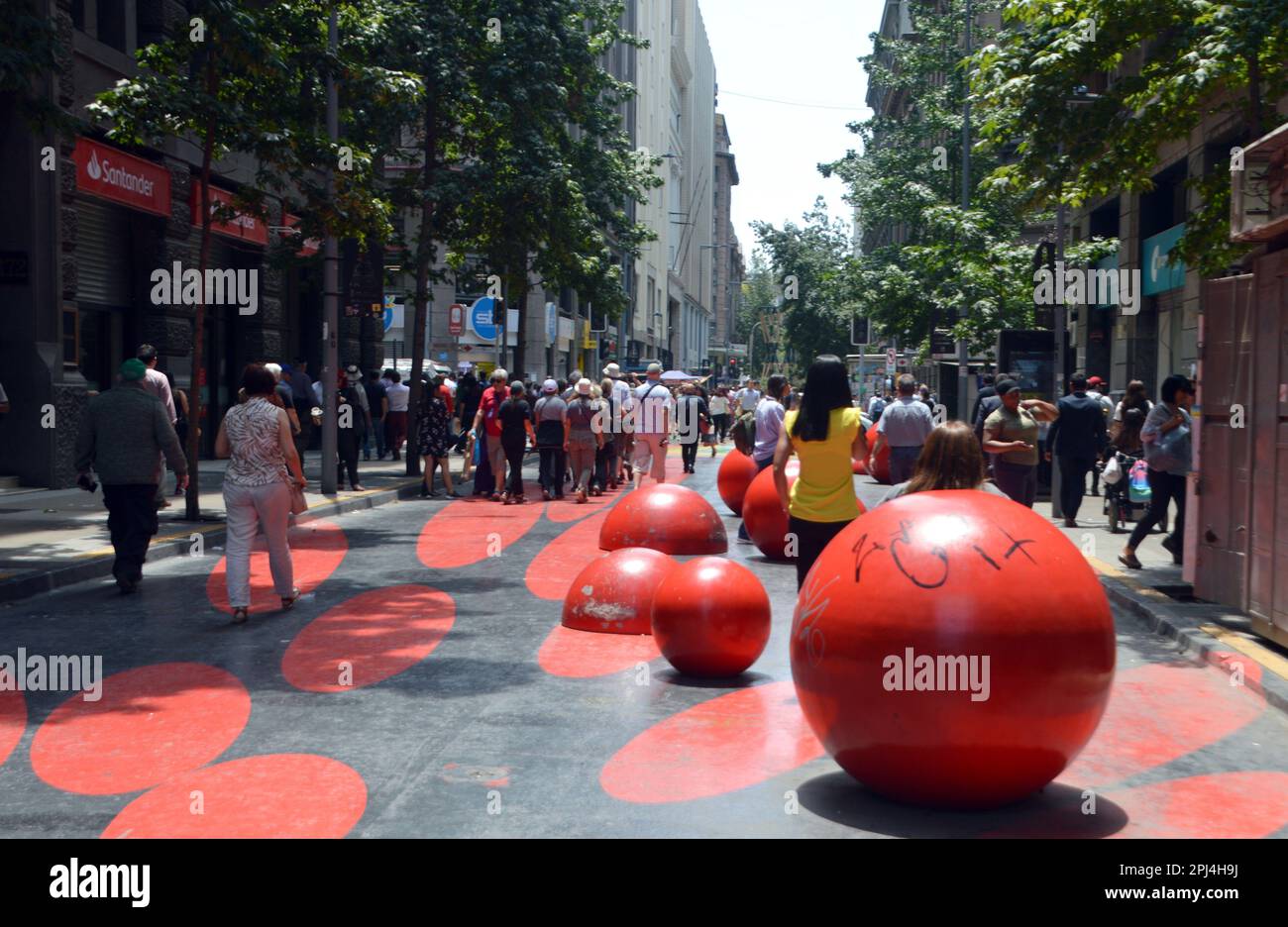 Chile. Santiago: Bandera, a pedestrian street in the city centre, is ...