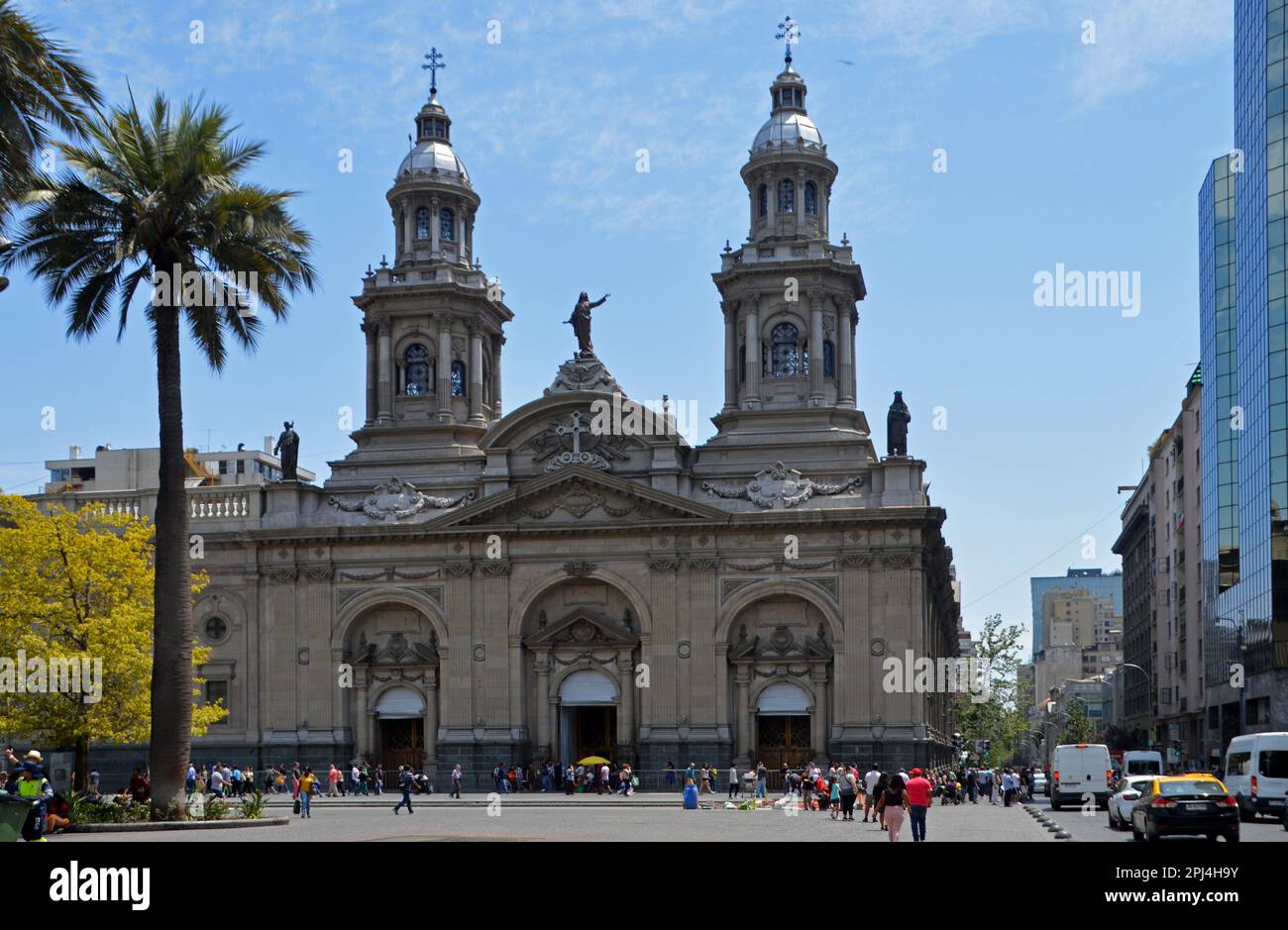 Chile. Santiago: the Metropolitan Cathedral in Plaza de Armas, seat of ...