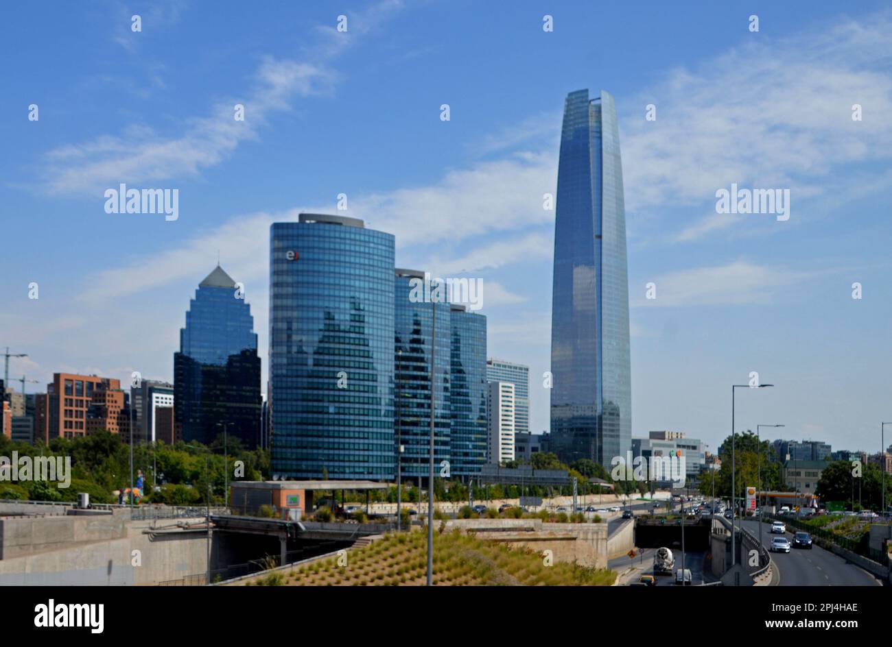 Chile. Santiago: high-rise buildings in Santiago's newly developing ...