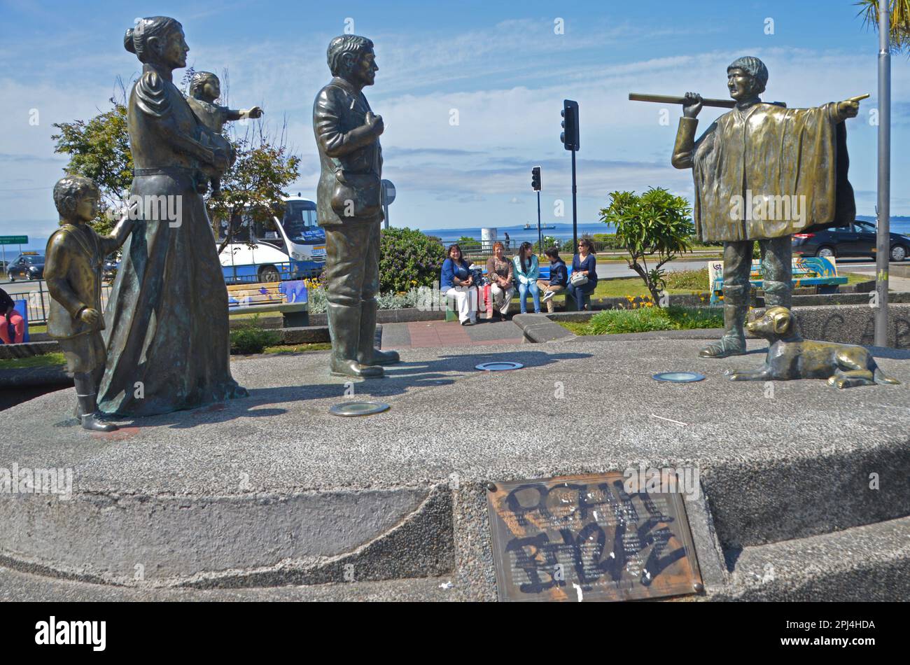 Chile. Puerto Montt: monument to the first German families who settled ...