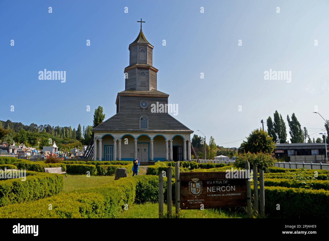 Chile. Chiloe, Castro: Nuestra Senora de Gracia Church de Nercon, built ...