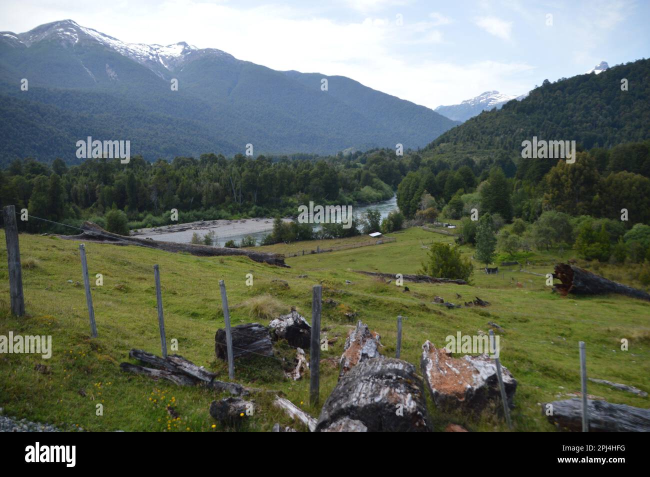 Chile. Chaiten: valley of the Rio Palena surrounded by Valdivian ...