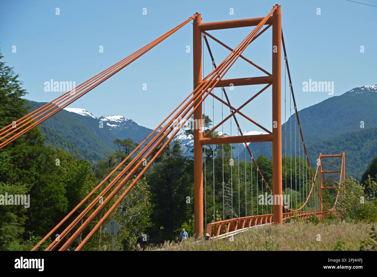 Chile. Chaiten: Puente Senador Exequiel Gonzalez, a suspension bridge ...