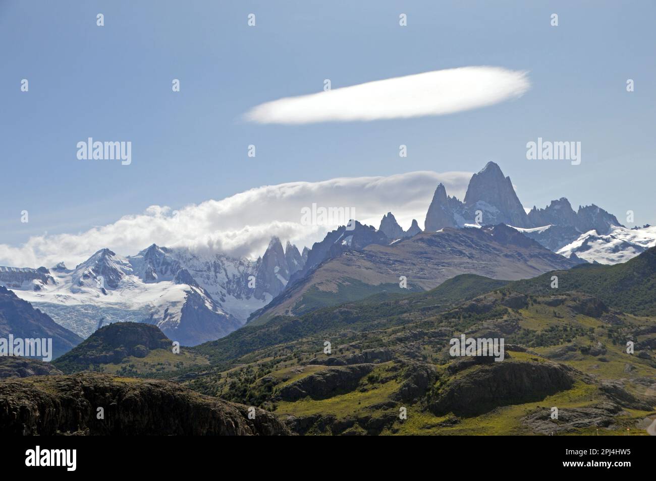 Argentina, El Chalten: view of the Cerro Fitz Roy massif with ...