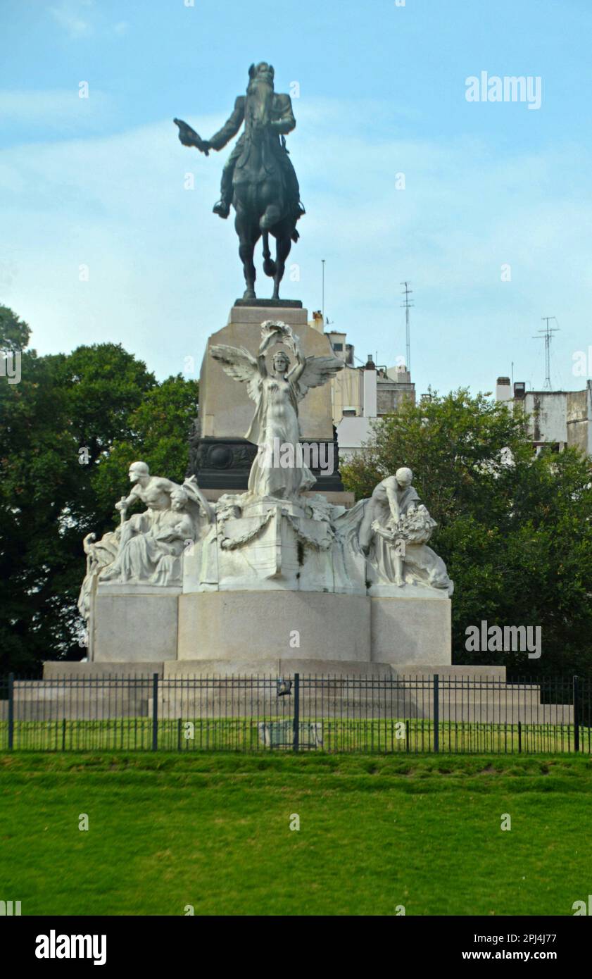 Argentina, Buenos Aires: equestrian statue of Bartolome Mitre ...