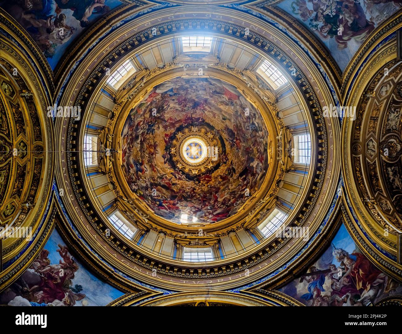 Vault and dome of Sant'Agnese in Agone basilica in Rome - Italy Stock ...