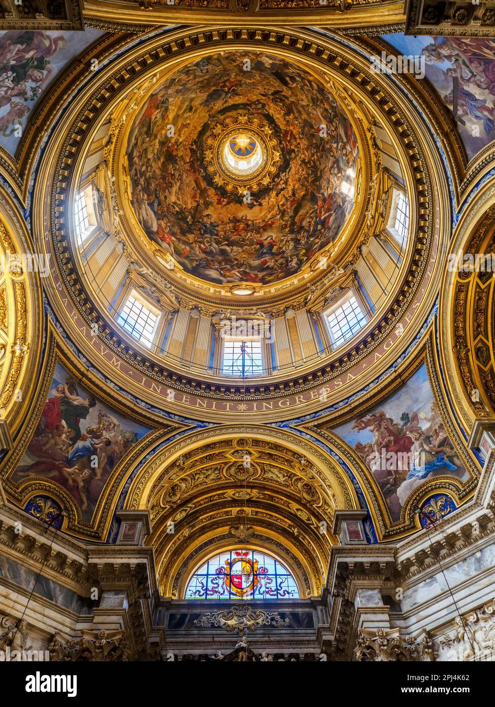 Vault and dome of Sant'Agnese in Agone basilica in Rome - Italy Stock ...