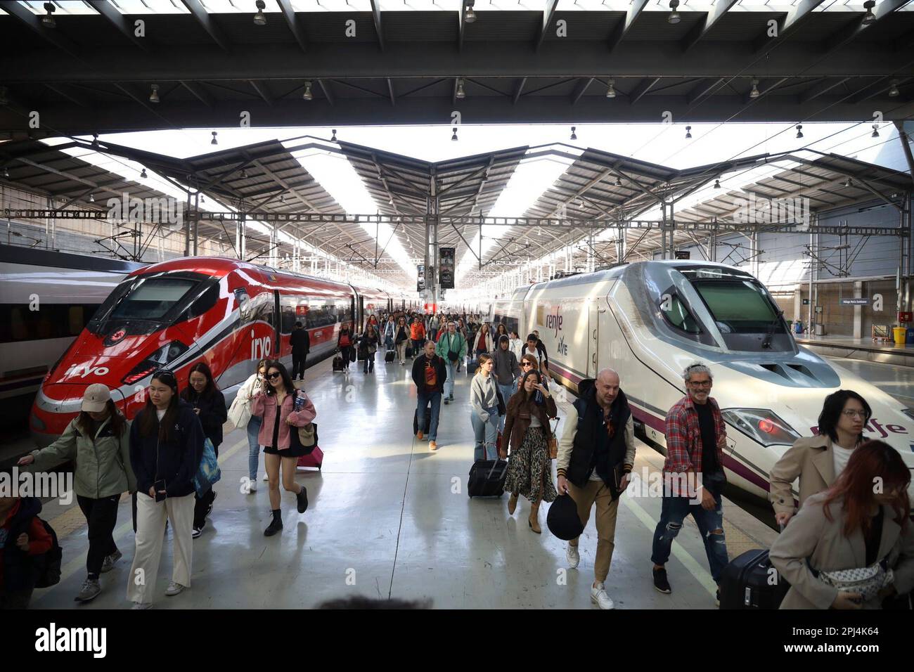 Arrival of the Iryo high-speed train at Maria Zambrano station, March ...